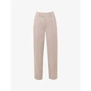 House Of Cb Hayden Wide-leg Stretch-woven Trousers - Beige