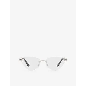 Cartier Cat Eye Frame Metal Optical Glasses - Silver