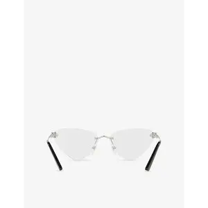 Cartier Cat Eye Frame Metal Optical Glasses - Silver