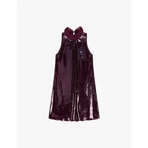 RO&ZO Freya Halterneck Sequin-embellished Mini Dress - Wine