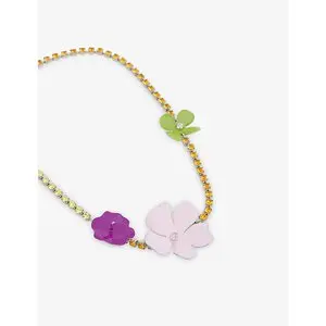 Marni Enamel Flower And Rhinestone Brass Necklace - 00c47
