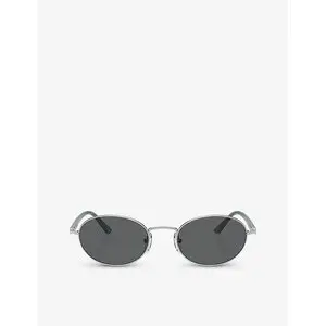 Persol Po1018s Ida Round Frame Metal Sunglasses - Silver