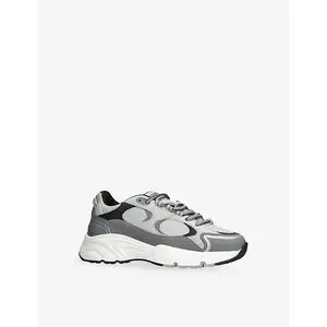 CLEENS Pulse Runner Leather And Mesh Trainers - Grey/p.cmb
