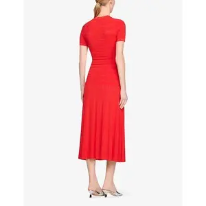 Sandro Short-sleeved Button-up Knitted Maxi Dress - Red