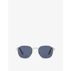 Cartier Square Frame Metal Rimless Sunglasses - Silver