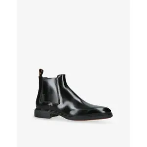 Santoni Easy On Leather Flat Chelsea Boots - Black