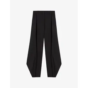 Loewe Layered-panel Wide-leg High-rise Wool-blend Trousers - Black