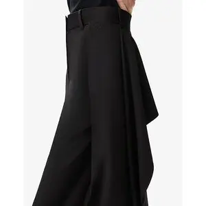 Loewe Layered-panel Wide-leg High-rise Wool-blend Trousers - Black