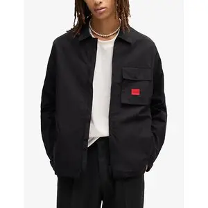 Hugo Brand-patch Flap-pocket Cotton-blend Overshirt