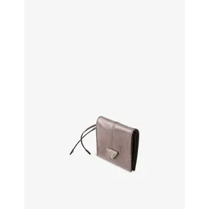 Prada Triangle-plaque Small Leather Wallet - Grey