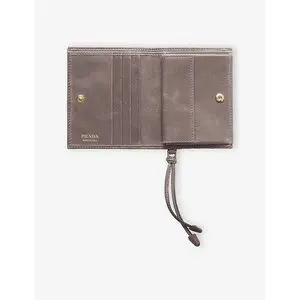 Prada Triangle-plaque Small Leather Wallet - Grey