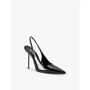 Paris Texas Lidia Sling-back Pointed-toe Patent Leather High Heels - Black