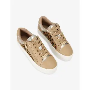 Carvela Faux-leather Trainers With Leopard Print Panels And Zip Detail