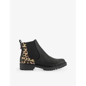 BLOWFISH MALIBU Chelsea Boots With Faux Leather And Leopard Print Detailing - Black Leopard
