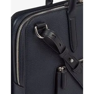 Smythson Ludlow Ultra-slim Grained-leather Briefcase - Navy