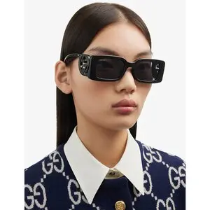 Gucci Rectangle Frame Acetate Sunglasses - Black