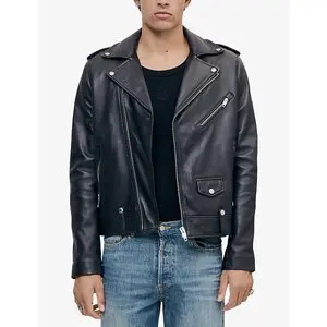 The Kooples Straight-cut Notched-collar Leather Jacket