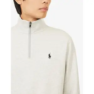 Polo Ralph Lauren Embroidered Logo Long Sleeve Cotton-jersey Sweatshirt - Grey