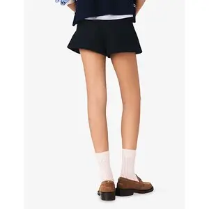 Maje Mid-rise Denim Trimmed Tweed Shorts