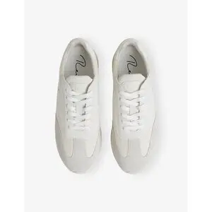 REISS Emmett Leather-blend Low-top Trainers - White