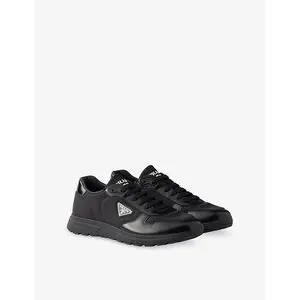 Prada Re-nylon And Brushed Leather Trainers - Black