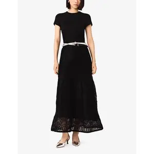 Maje Floral Embroidered Maxi Skirt