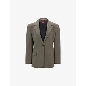 Hugo Relaxed-fit Single-breasted Checked Wool-blend Blazer