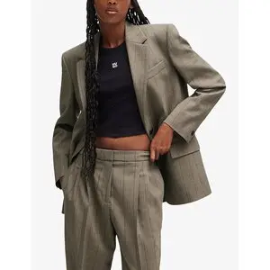 Hugo Relaxed-fit Single-breasted Checked Wool-blend Blazer