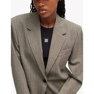 Hugo Relaxed-fit Single-breasted Checked Wool-blend Blazer