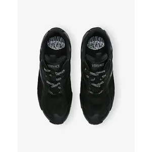 Versace Galaxia Leather And Mesh Trainers - Black