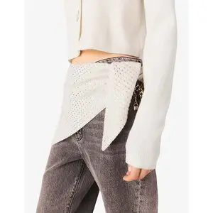 Maje Rhinestone-embellished Triangle Wool Scarf - Ecru