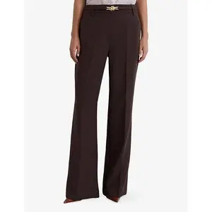 REISS Leona Flared-leg Woven Trousers - Grape