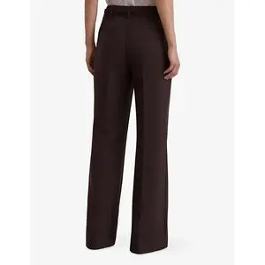 REISS Leona Flared-leg Woven Trousers - Grape