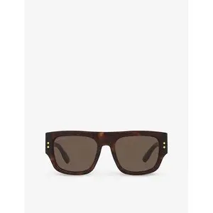 Gucci Rectangle-frame Acetate Sunglasses - Brown