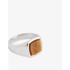 Tom Wood Rhodium-plated Sterling Tiger Eye Ring