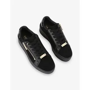 Carvela Connected Zip Suede Low-top Flatform Trainers - Black