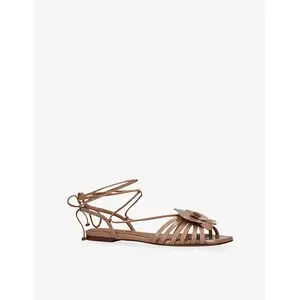 Zimmermann Orchid Leather Flat Sandals - Blush