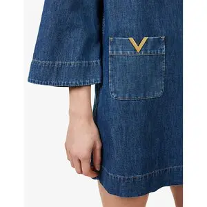 Valentino Garavani V Hardware Denim Midi Dress - Medium Blue Denim