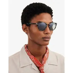 Persol Po3108s Typewriter Edition Round-frame Acetate Sunglasses - Black