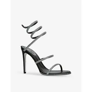 Rene Caovilla Cleo 105 Crystal-embellished Satin Heeled Sandals - Blk/other
