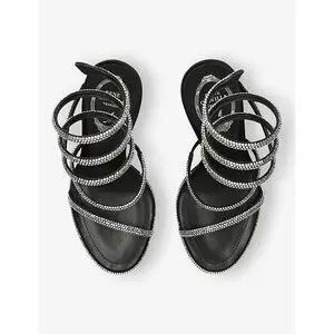 Rene Caovilla Cleo 105 Crystal-embellished Satin Heeled Sandals - Blk/other