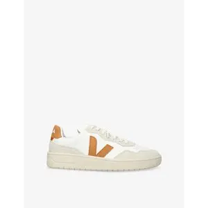 VEJA V-90 Logo-embroidered Leather Low-top Trainers - White/oth