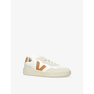 VEJA V-90 Logo-embroidered Leather Low-top Trainers - White/oth