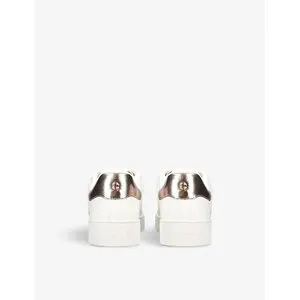 Carvela Daze Faux-leather Low-top Trainers With Gold-toned Hardware - White/oth