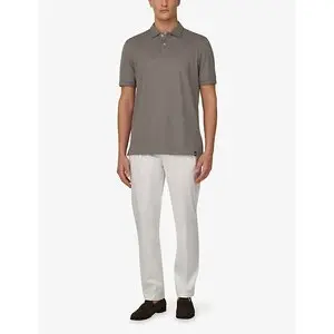 Boggi Milano Short-sleeved Piqué Cotton-blend Polo Shirt - Mud
