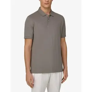Boggi Milano Short-sleeved Piqué Cotton-blend Polo Shirt - Mud