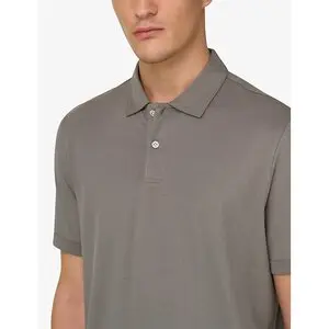 Boggi Milano Short-sleeved Piqué Cotton-blend Polo Shirt - Mud