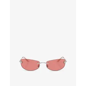 Versace Rectangle Frame Metal Sunglasses - Silver