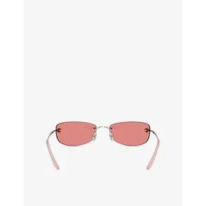 Versace Rectangle Frame Metal Sunglasses - Silver