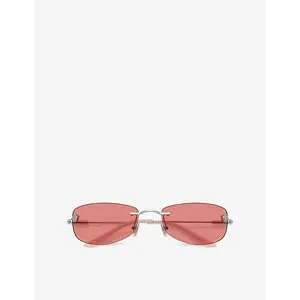Versace Rectangle Frame Metal Sunglasses - Silver